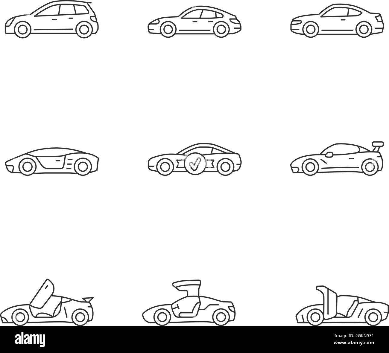 Sports car models linear icons set Stock Vector Image & Art - Alamy