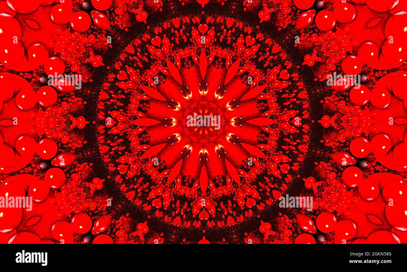 Horror red star kaleidoscope pattern wallpaper design Stock Photo - Alamy