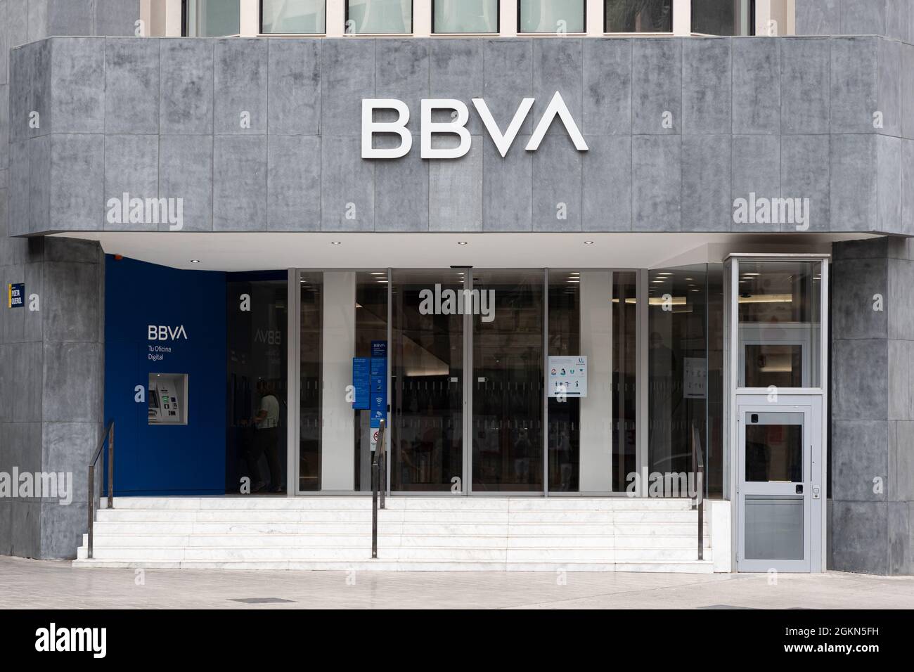 VALENCIA, SPAIN - SEPTEMBER 14, 2021. BBVA is a Spanish Bank. It is one ...