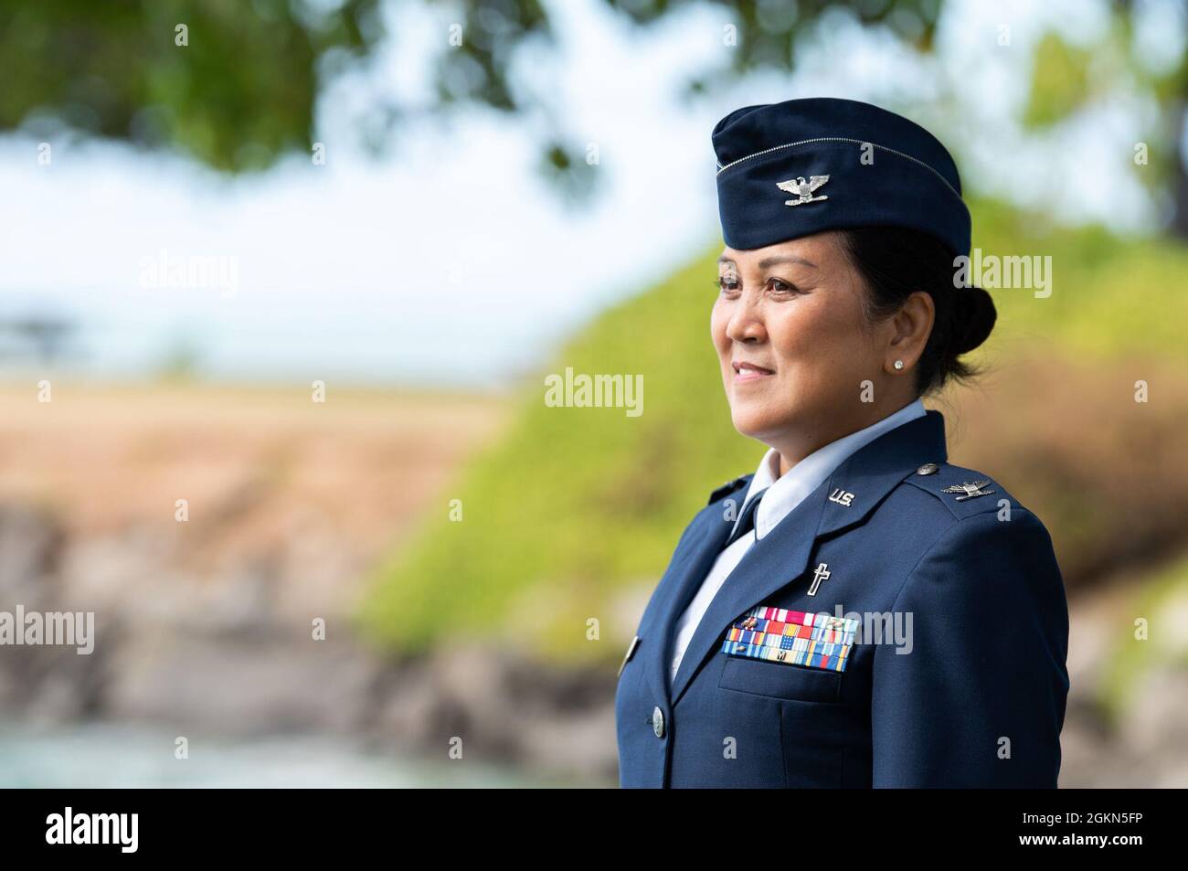Col. Leah Boling, 154th Wing chaplain, delivers a virtual prayer ...