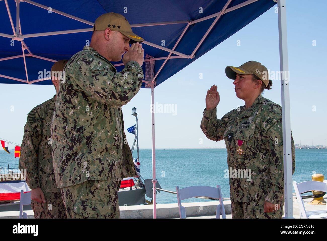 210603-N-IO414-1251 NAVAL SUPPORT ACTIVITY BAHRAIN (June 3, 2021) - Capt. Samantha Dutily, right ...
