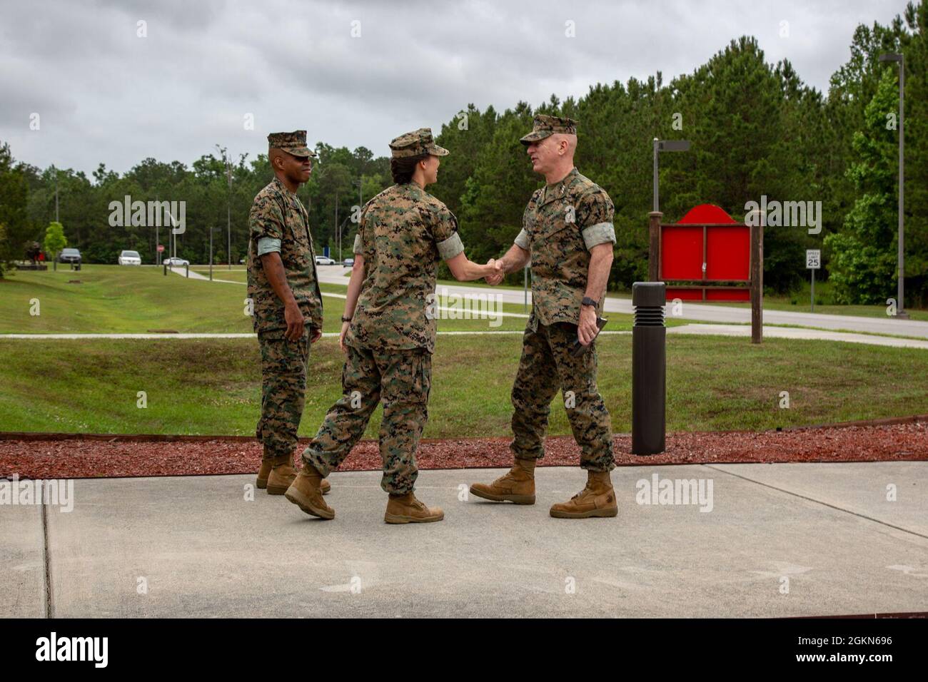 U.S. Marine Corps Sgt. Maj. Paul A. Forde, left, sergeant major for ...