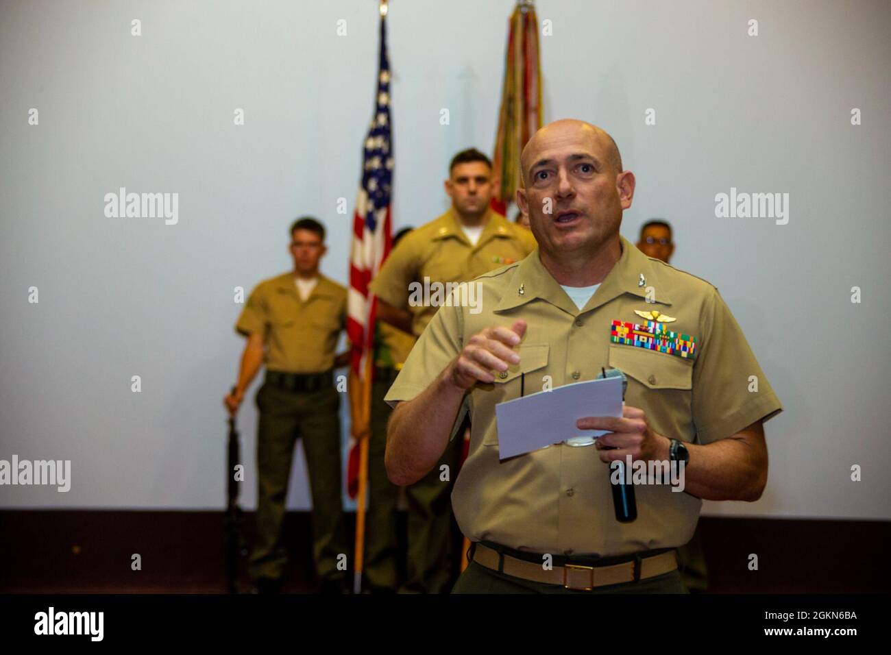 U.S. Marine Corps Col. Gilbert D. Juarez, outgoing commanding officer ...