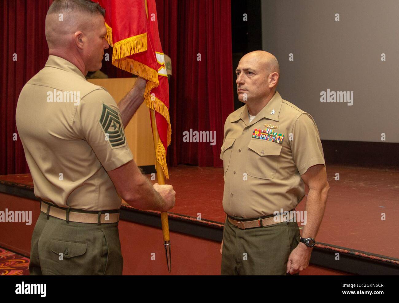 U.S. Marine Corps Sgt. Maj. Ryan W. Meltesen, 3d Marines delivers the ...