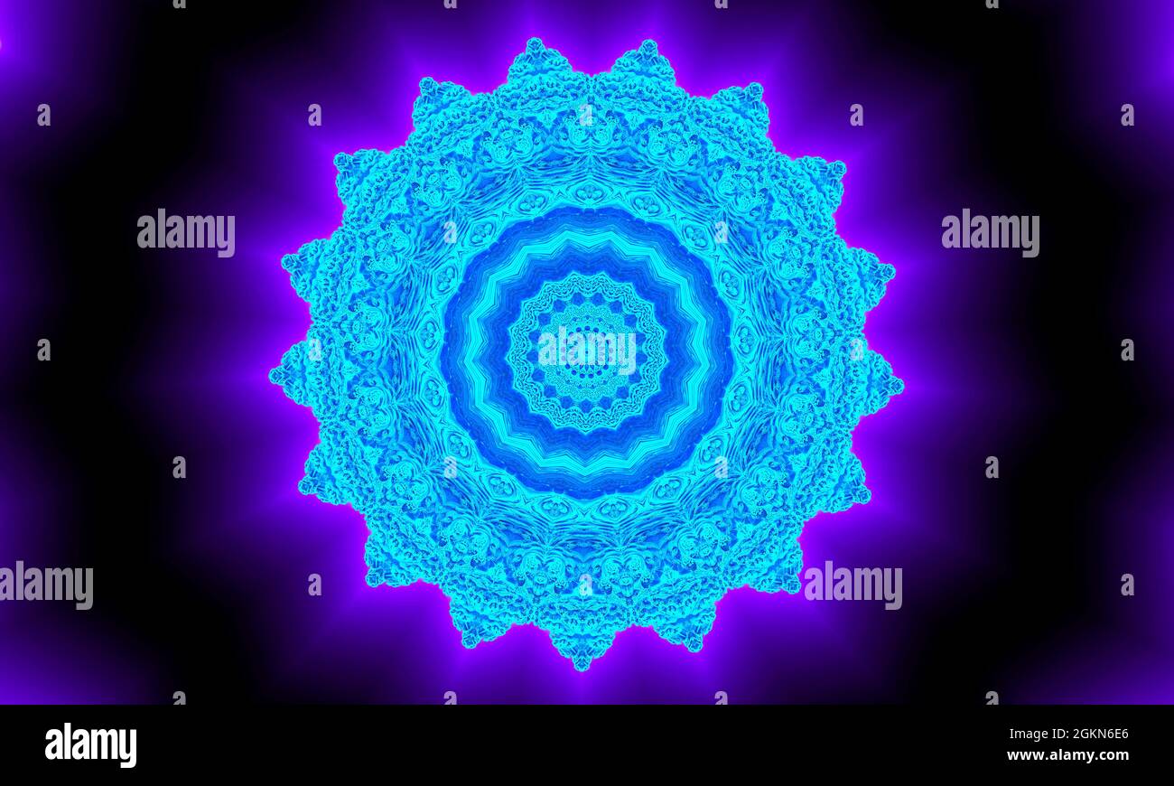 Neon glowing blue star with reflection in space Stock Photo - Alamy