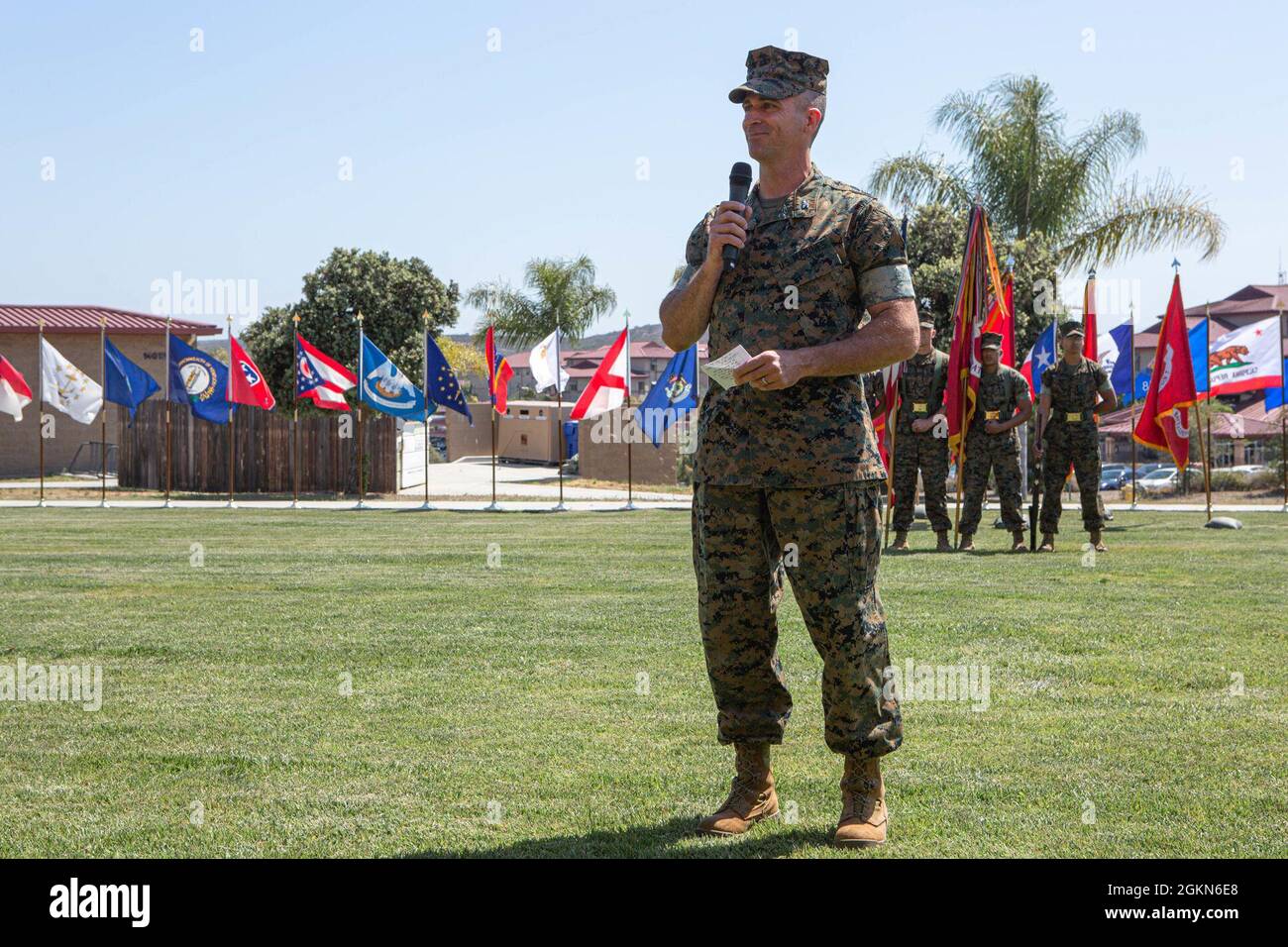 U.S. Marine Corps Col. Ryan E. Scott, incoming commanding officer ...