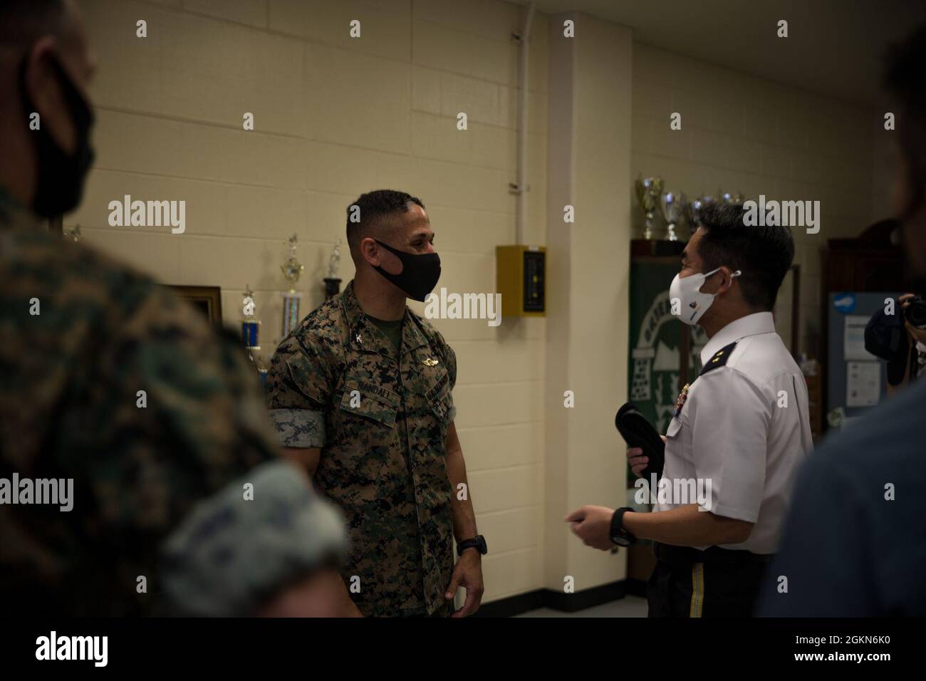 U.S. Marine Corps Col. Omar J. Randall, left, commanding officer of ...