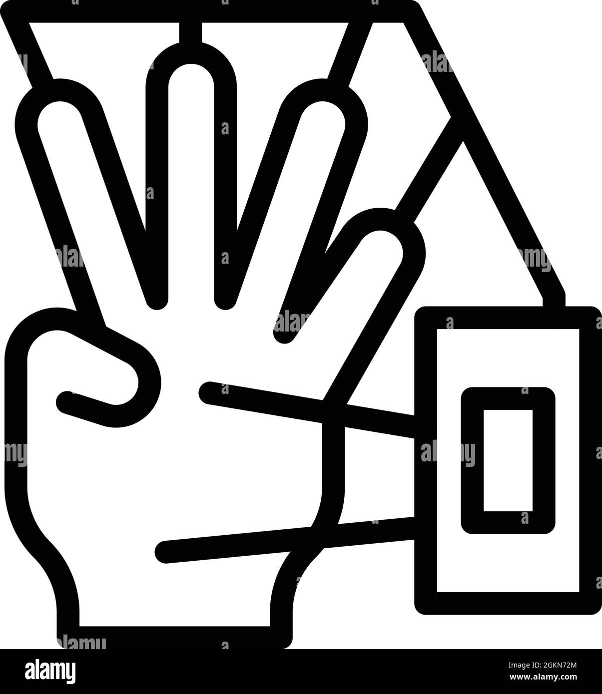 Hand identification icon outline vector. Scan fingerprint. Biometric ...