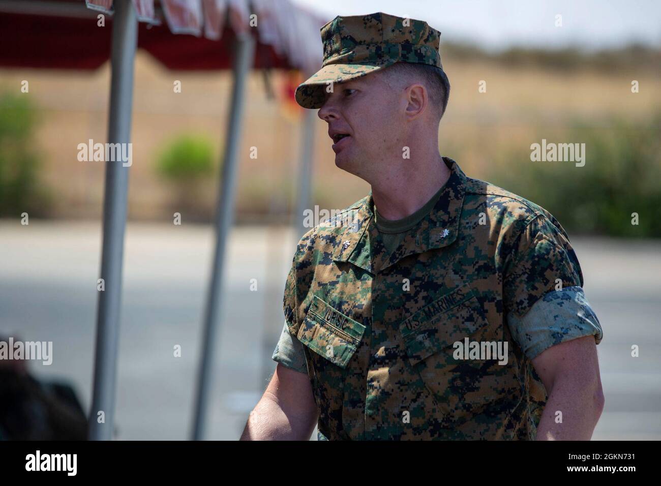 U.S. Marine Lt. Col. Michal Carlson, incoming commanding officer of 3d ...