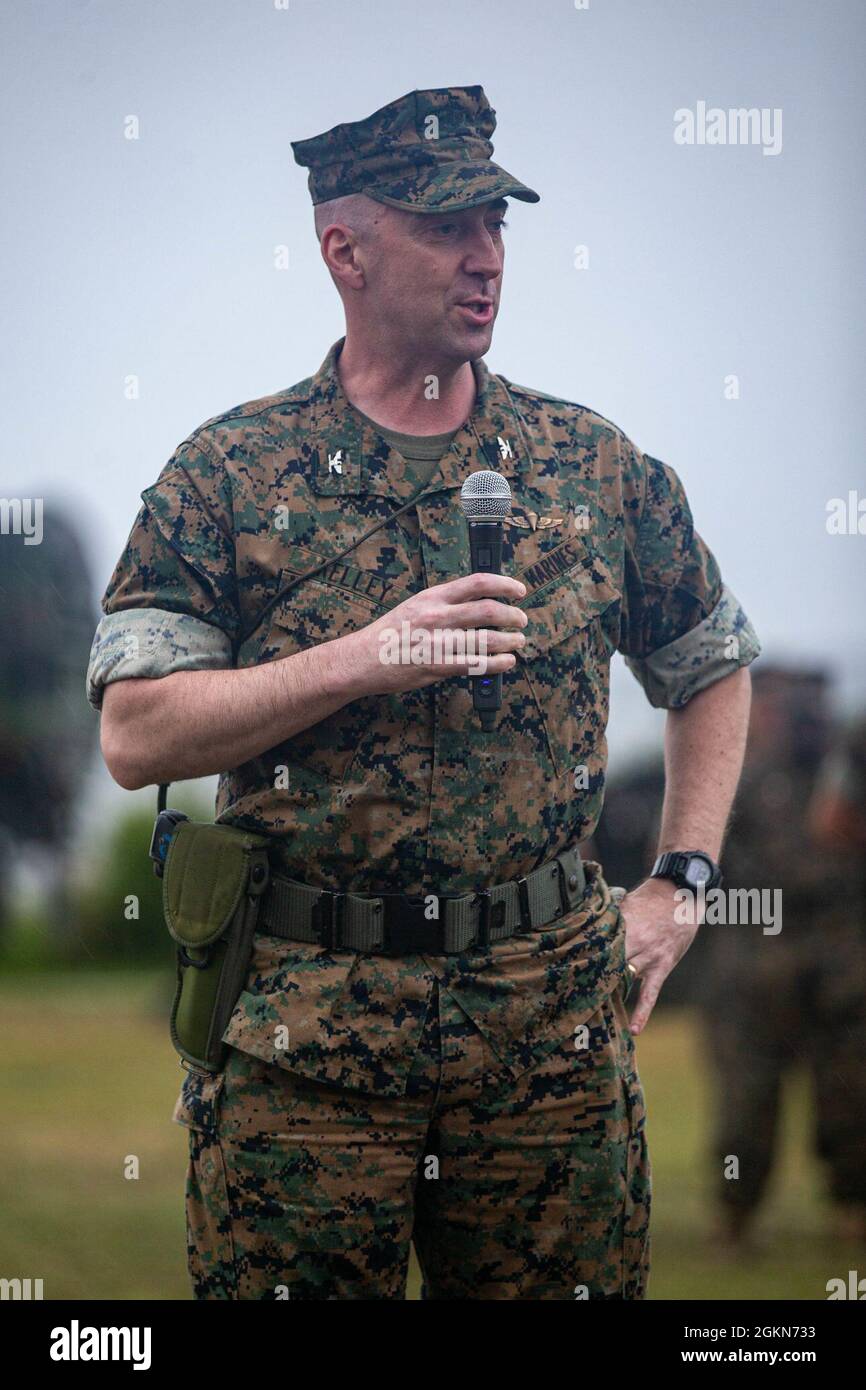 U.S. Marine Corps Col. Andrew M. Kelley, incoming commanding officer of ...