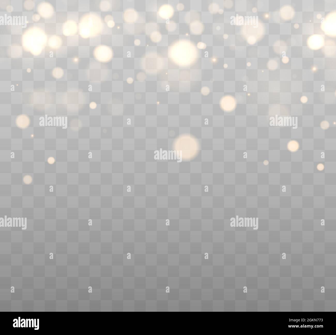 Shining bokeh isolated on transparent background. Golden bokeh lights ...