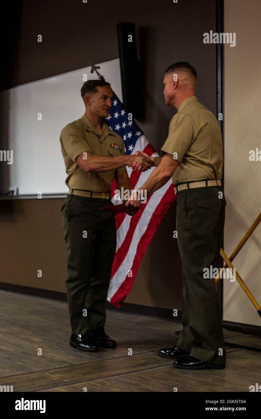 U.S. Marine Col. Richard Anderson, right, the commanding officer of ...