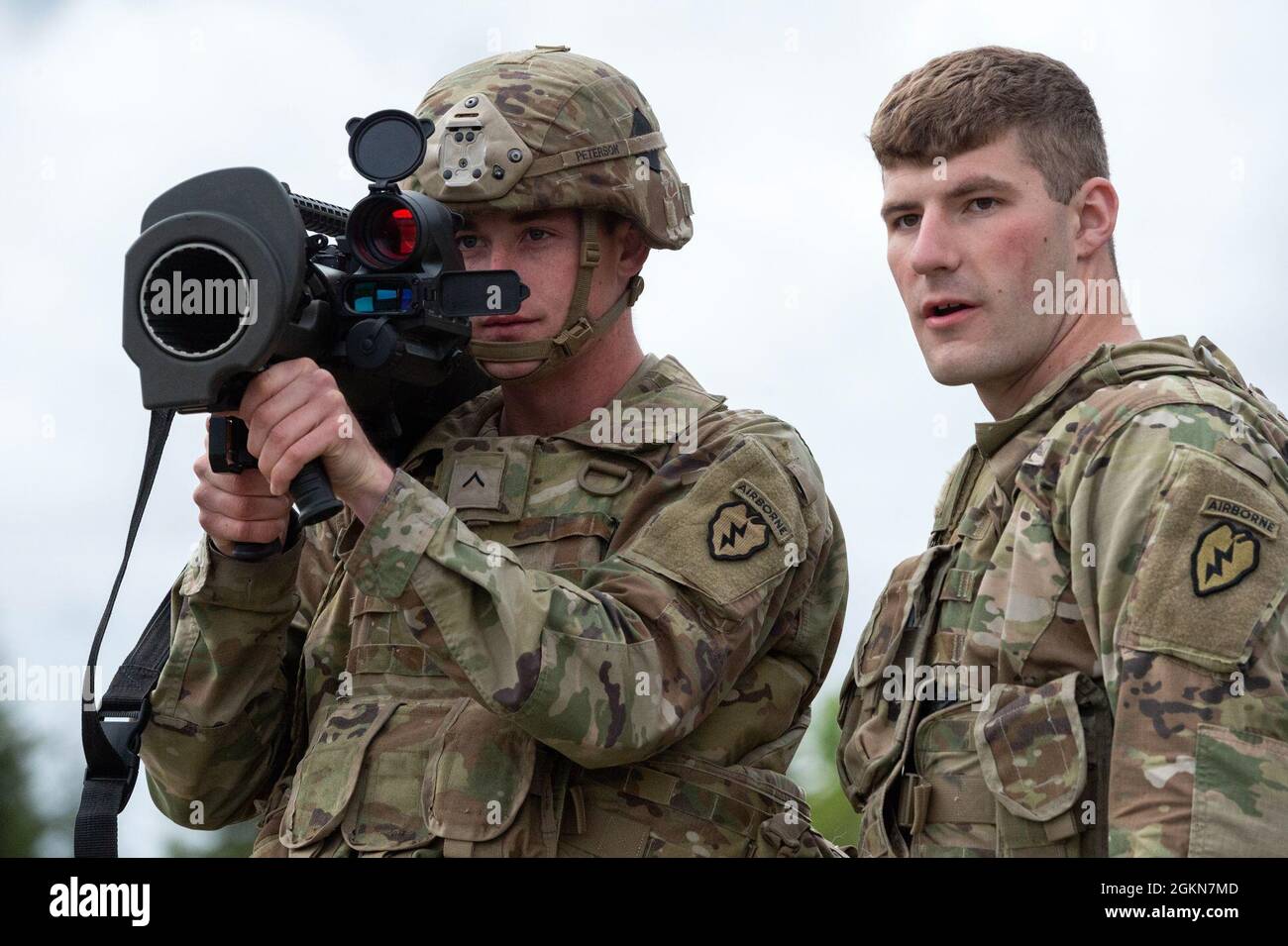 Army Pvt. Dawson Peterson, left, and Spc. Matthew Veysey, both ...