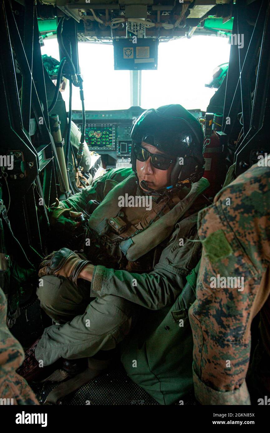 A U.S. Marine Corps crew chief with Marine Medium Tiltrotor Squadron ...