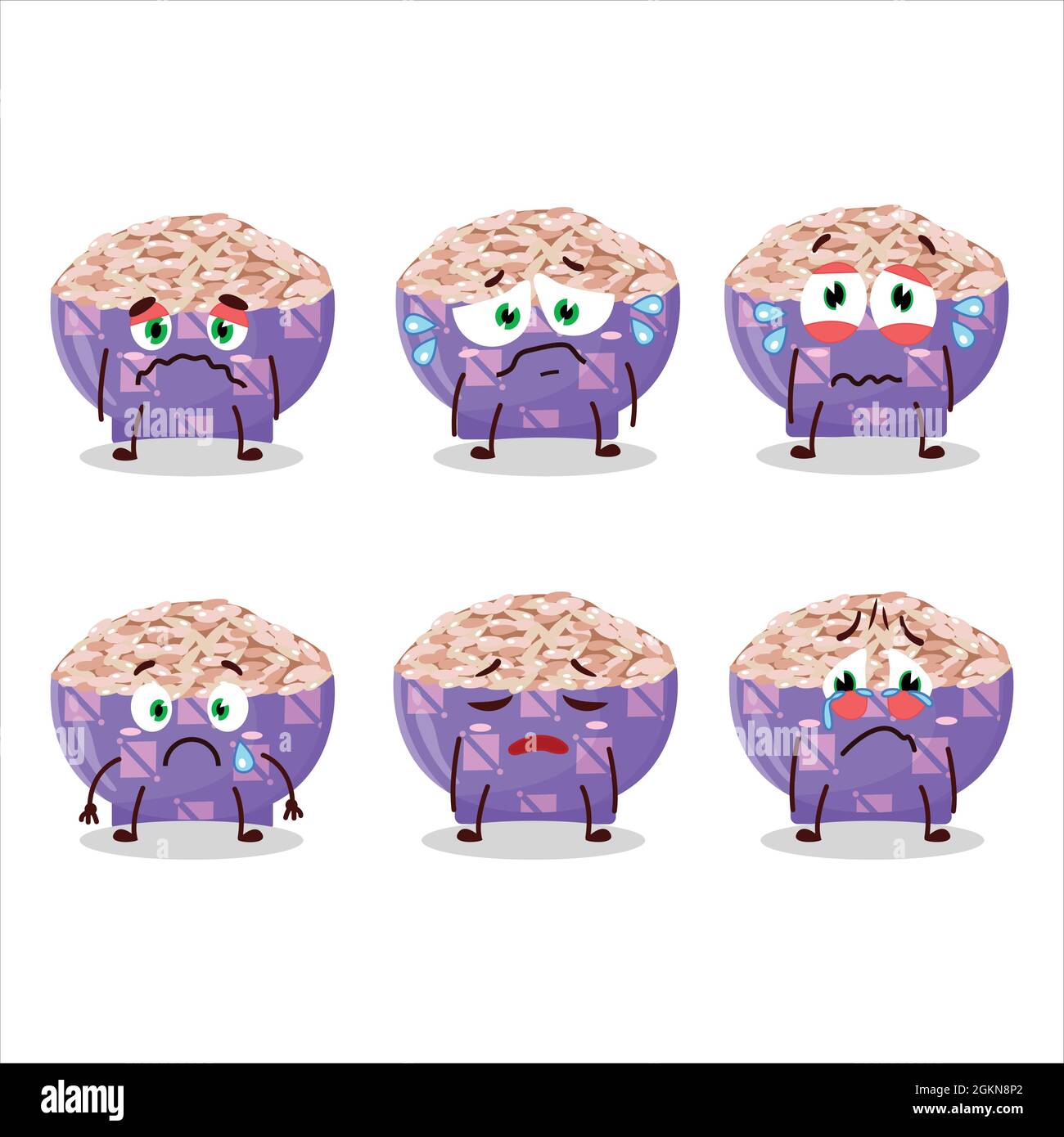 Rose matta rice cartoon character with sad expression. Vector ...