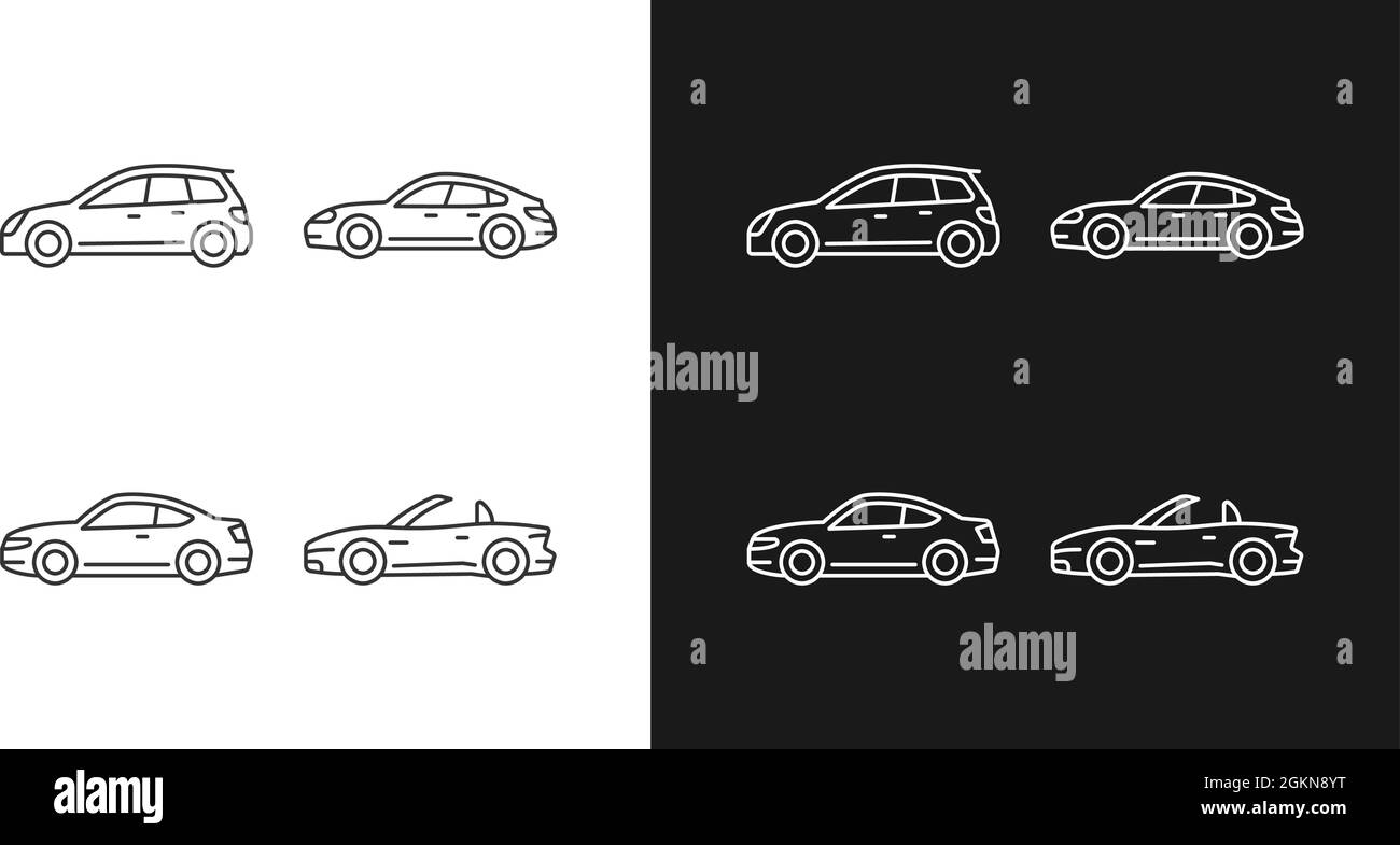Practical sports cars linear icons set for dark and light mode Stock ...