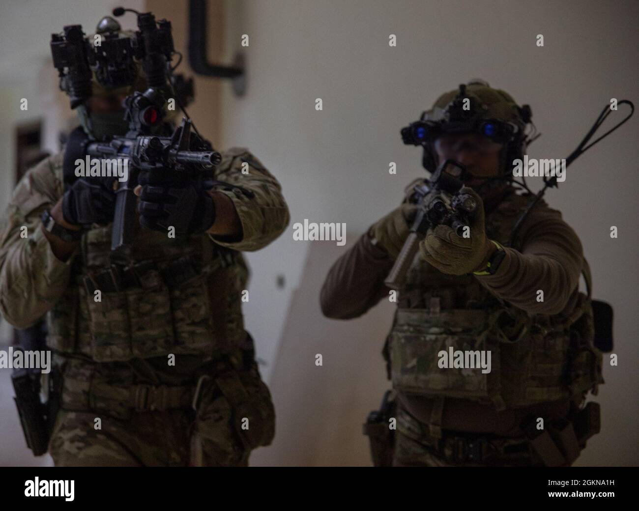 Greek Special Operations Forces operators conduct nighttime close ...