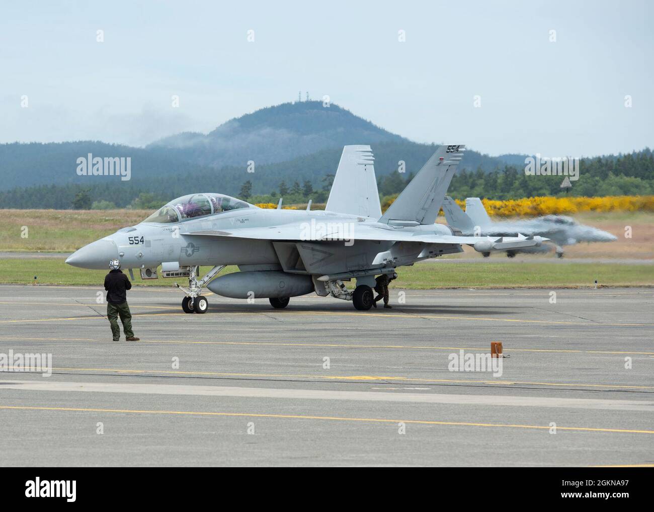 A U.S. Navy EA-18G Growler prepares for takeoff at Whidbey Island Naval ...