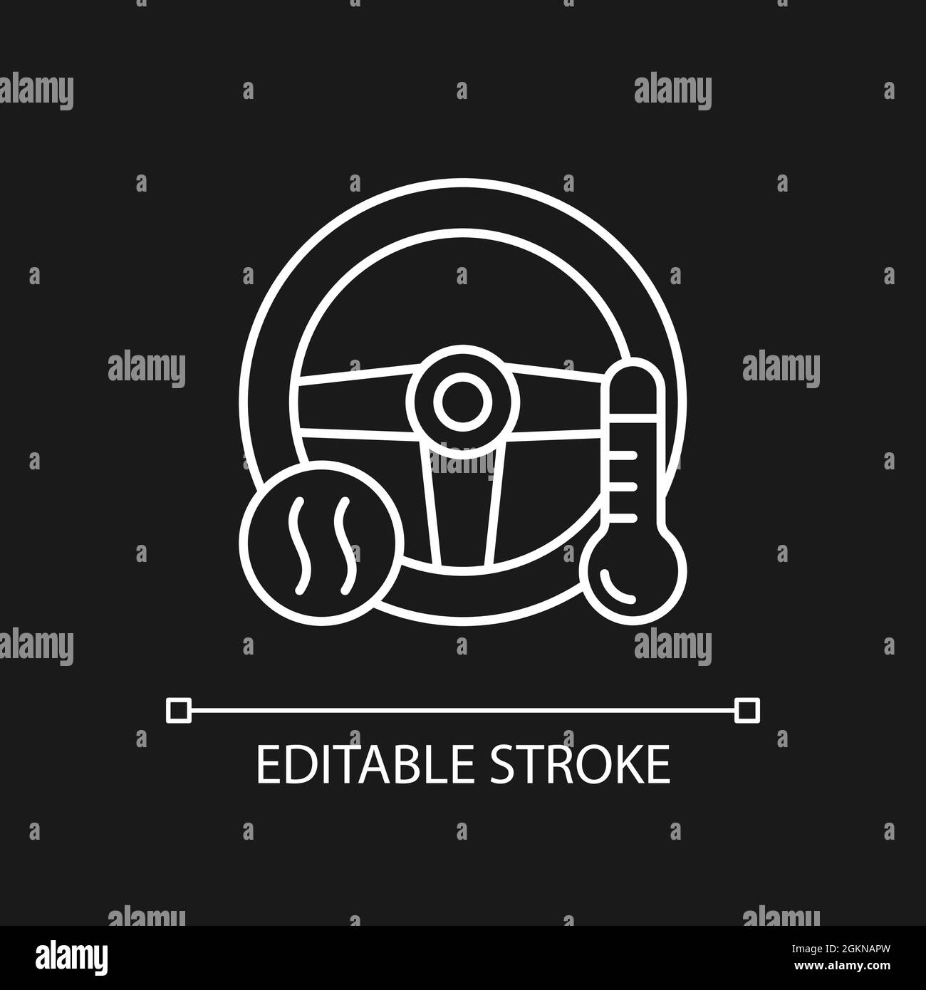 Heated steering wheel white linear icon for dark theme Stock Vector ...