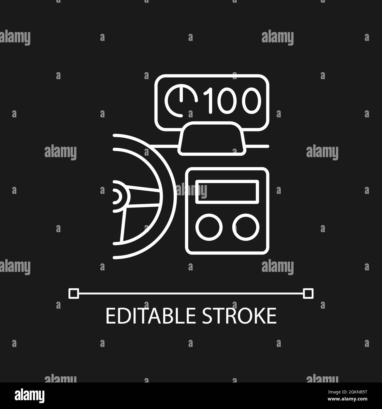 In-car head up display white linear icon for dark theme Stock Vector ...