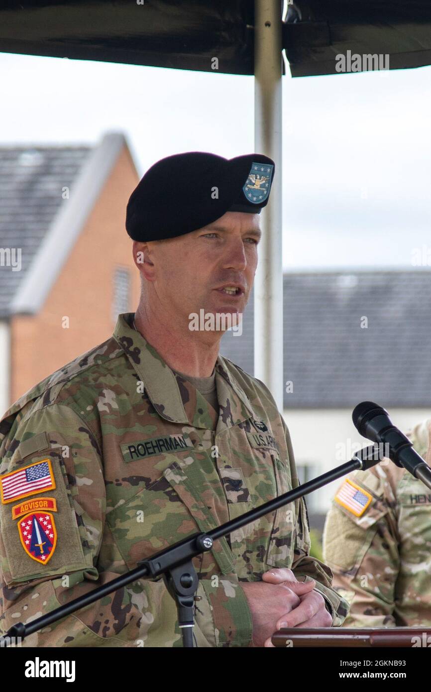 U.S. Army soldier Col. Chad Roehrman, incoming commander of 2nd Stryker ...