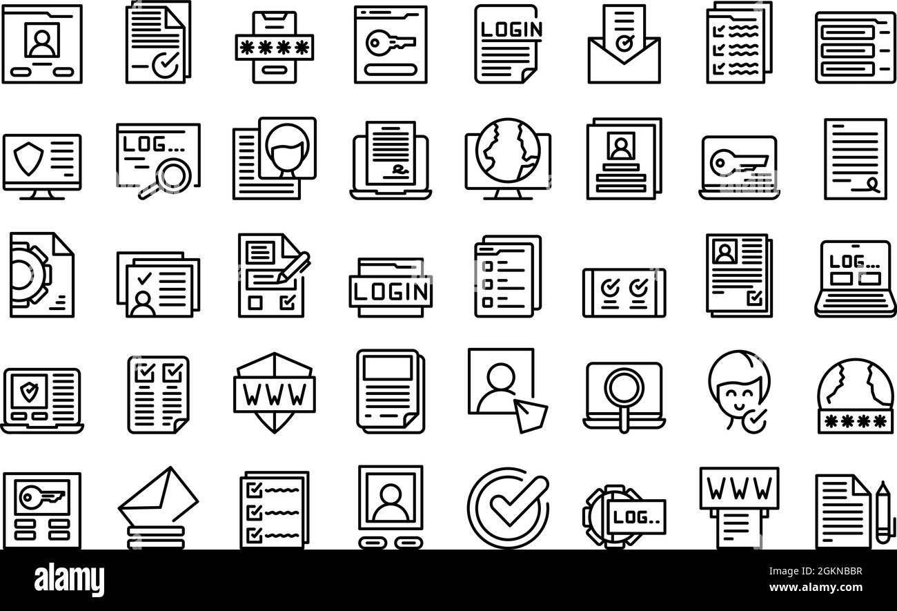 Registration icons set outline vector. Account create. New register ...