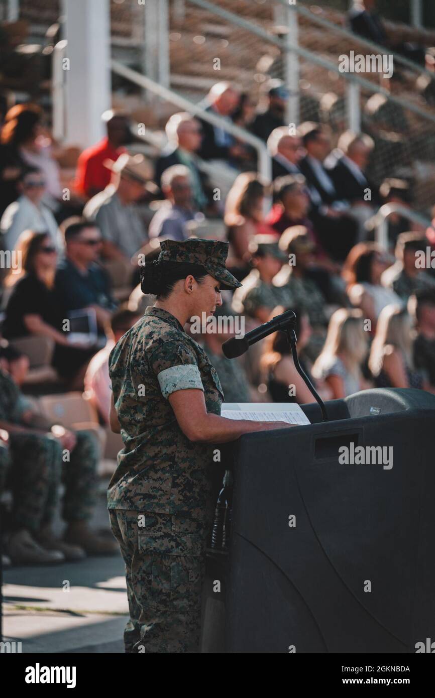 U.S. Marine Corps Capt. Nicole Gallegos narrates the Marine Air Ground ...
