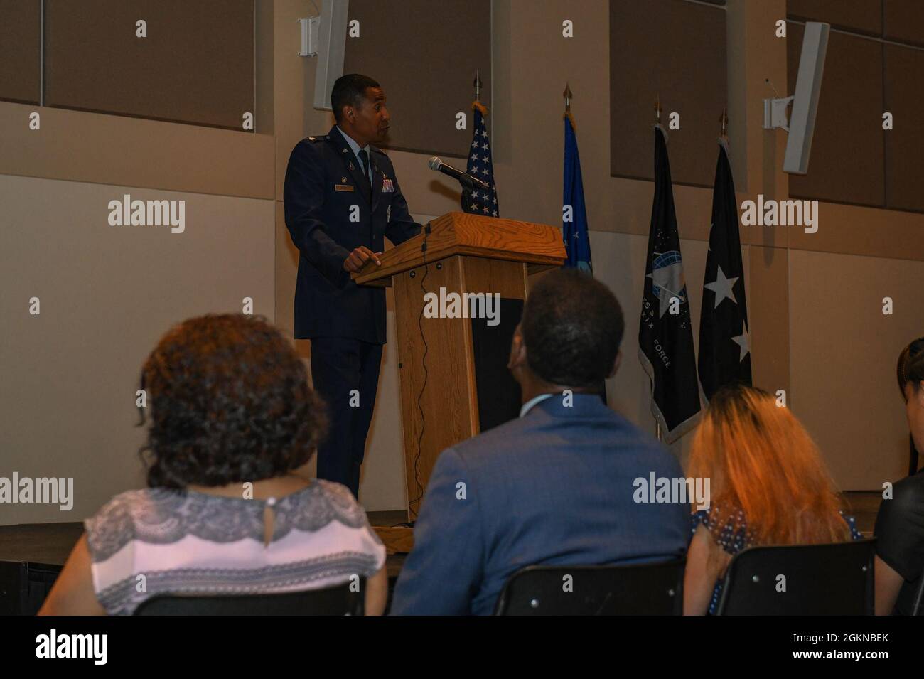 Col. Marcus Jackson, Buckley Garrison commander, addresses the crowd ...