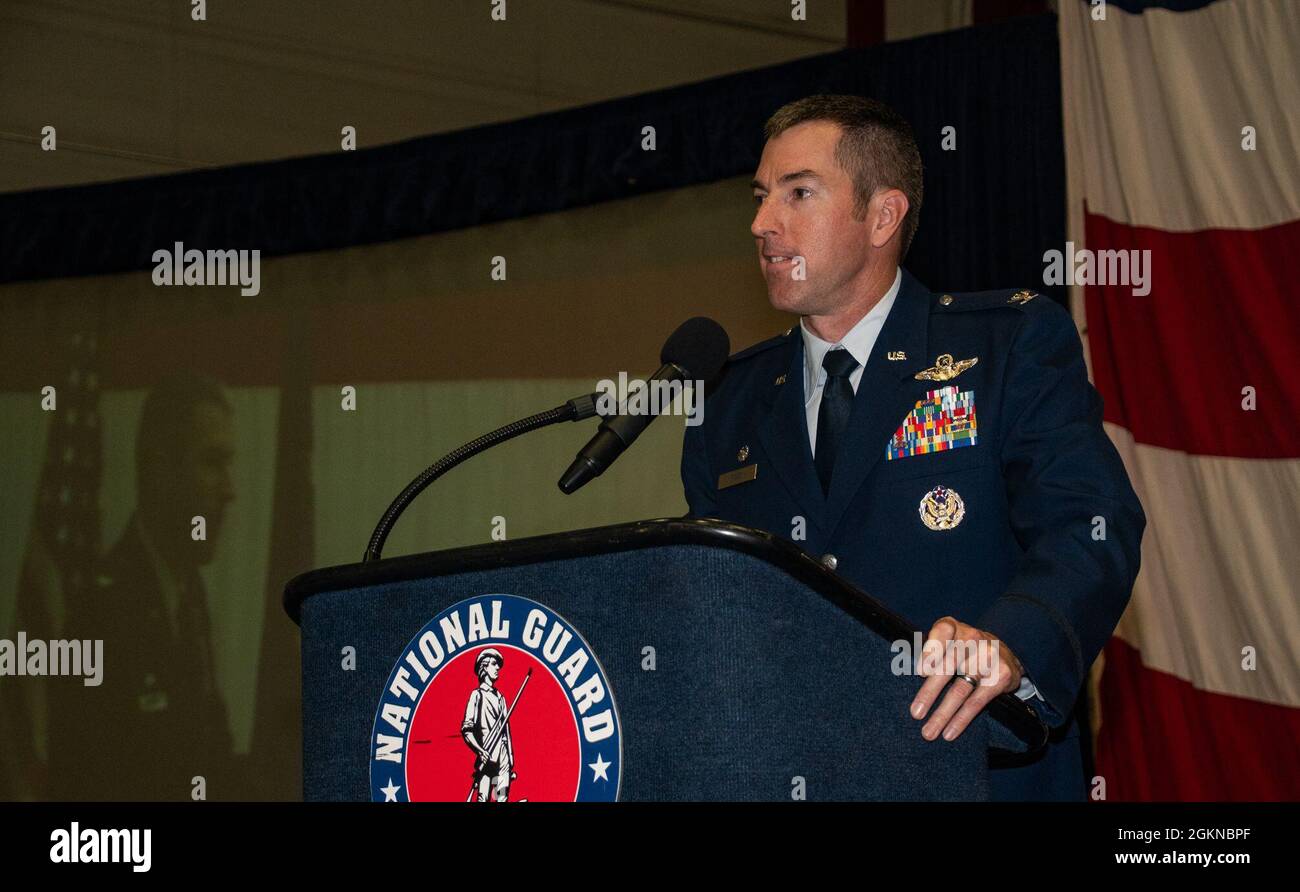Col. Jeremy Ford, 152nd Airlift Wing commander, addresses members of ...