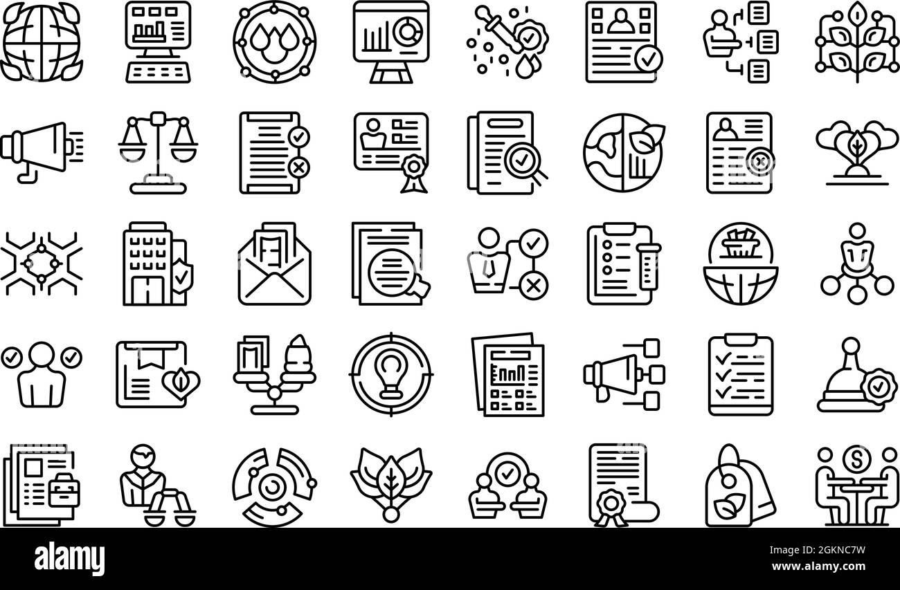 Fair trade icons set outline vector. Fair product. Labor extension ...