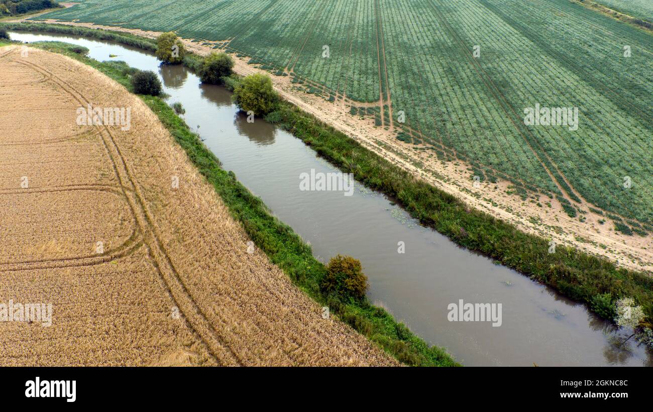 Aerial view of a small section of the River Stour, just past Plucks ...
