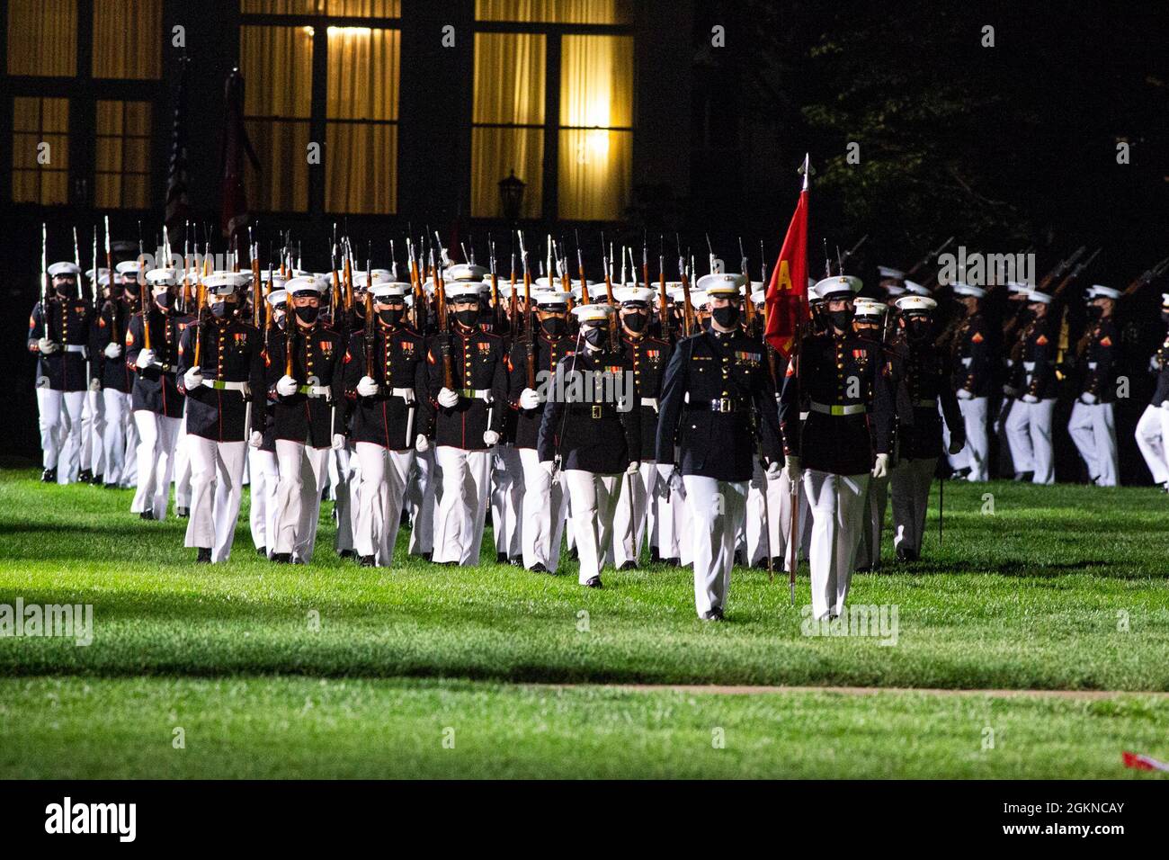 Marines with Alpha Company march for “Pass in Review” during the Friday ...