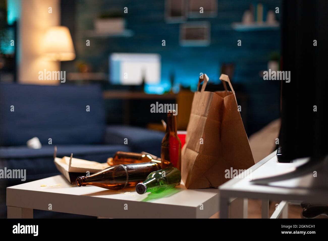 Garbage covered house apartment of alone woman with mental depresion ...