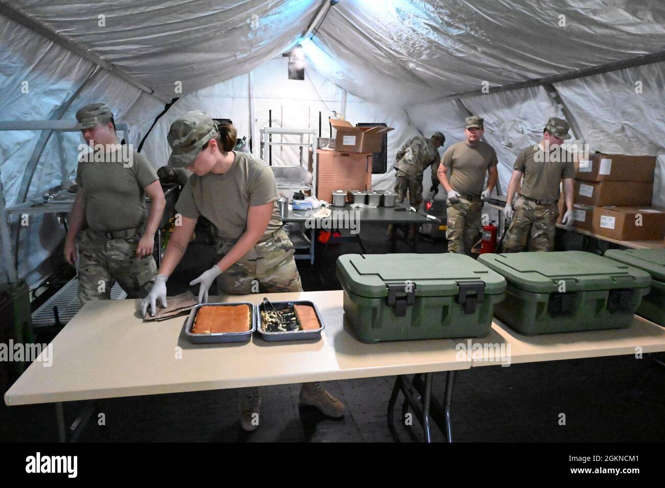 U.S. Air Force members of the 119th Services Flight prepare to serve ...