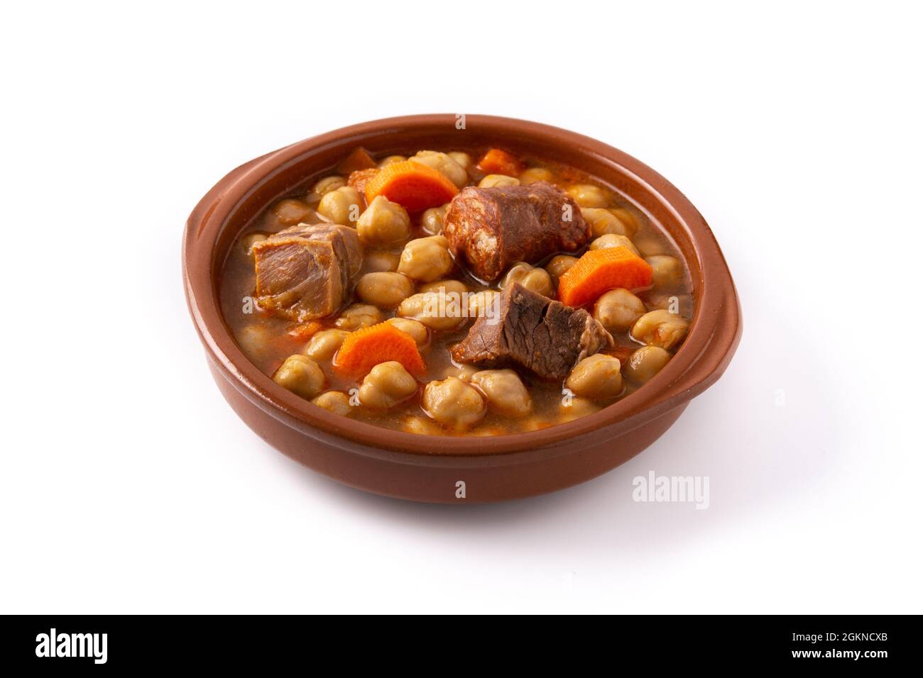 Traditional Spanish cocido madrileño isolated on white background Stock ...