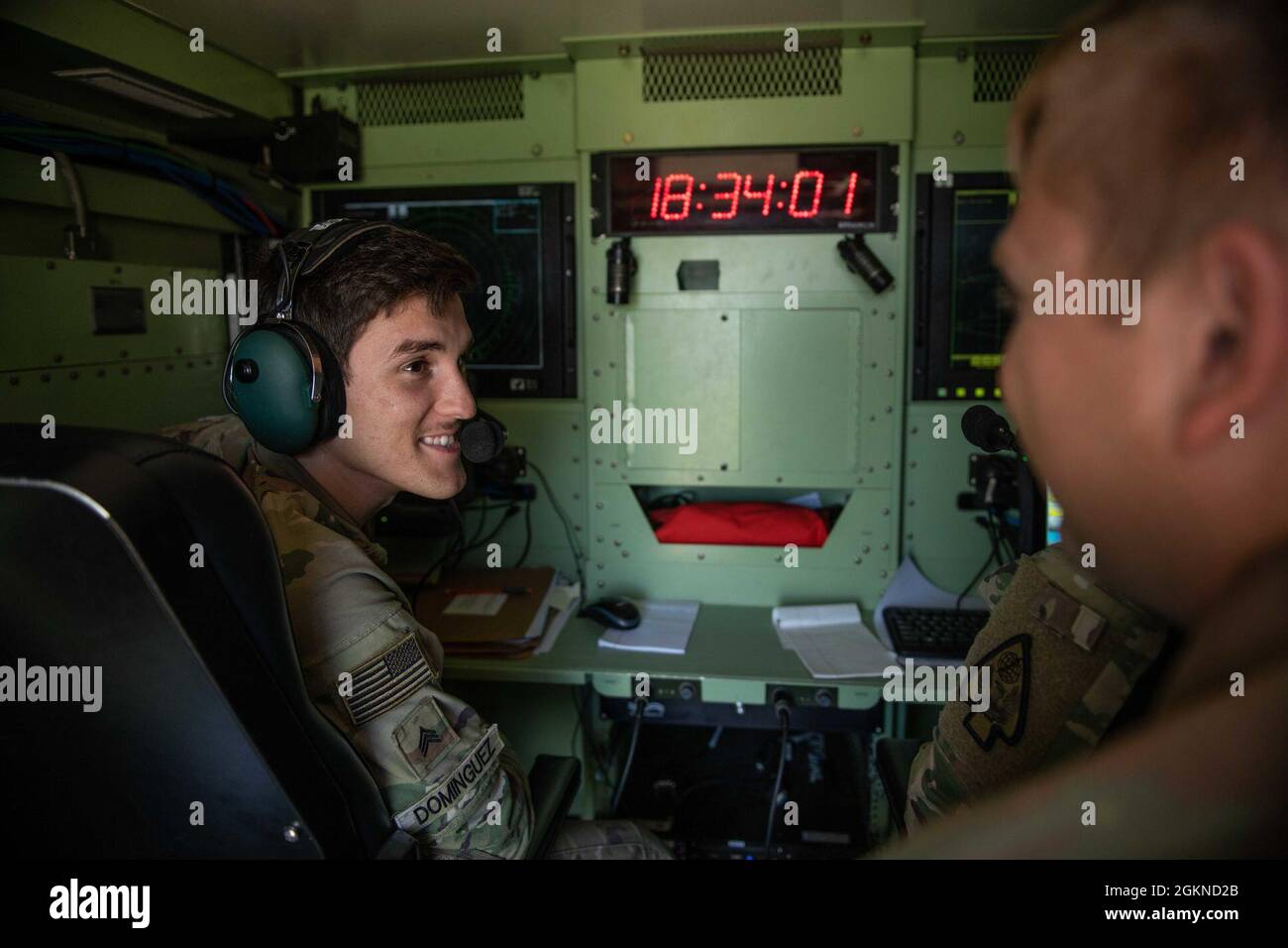 U.S. Army Sgt. Jordan Dominguez, an air traffic controller (ATC) with ...