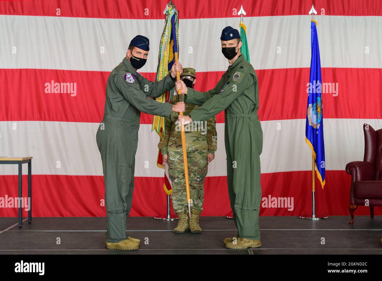 U.S. Air Force Lt. Col. Leslie Hauck (left), 31st Operations Group ...