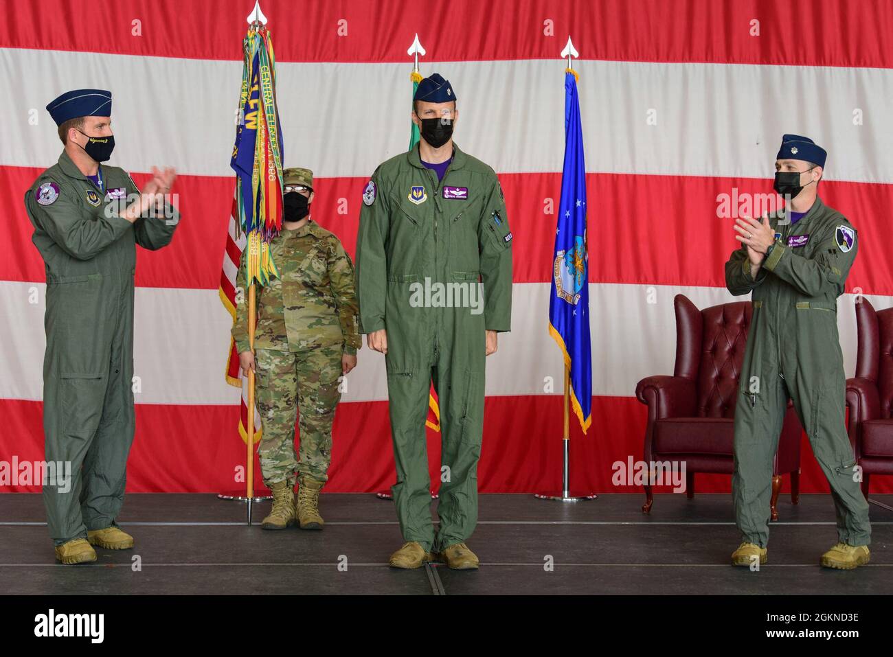 U.S. Air Force Lt. Cols. Leslie Hauck (left), 31st Operations Group ...