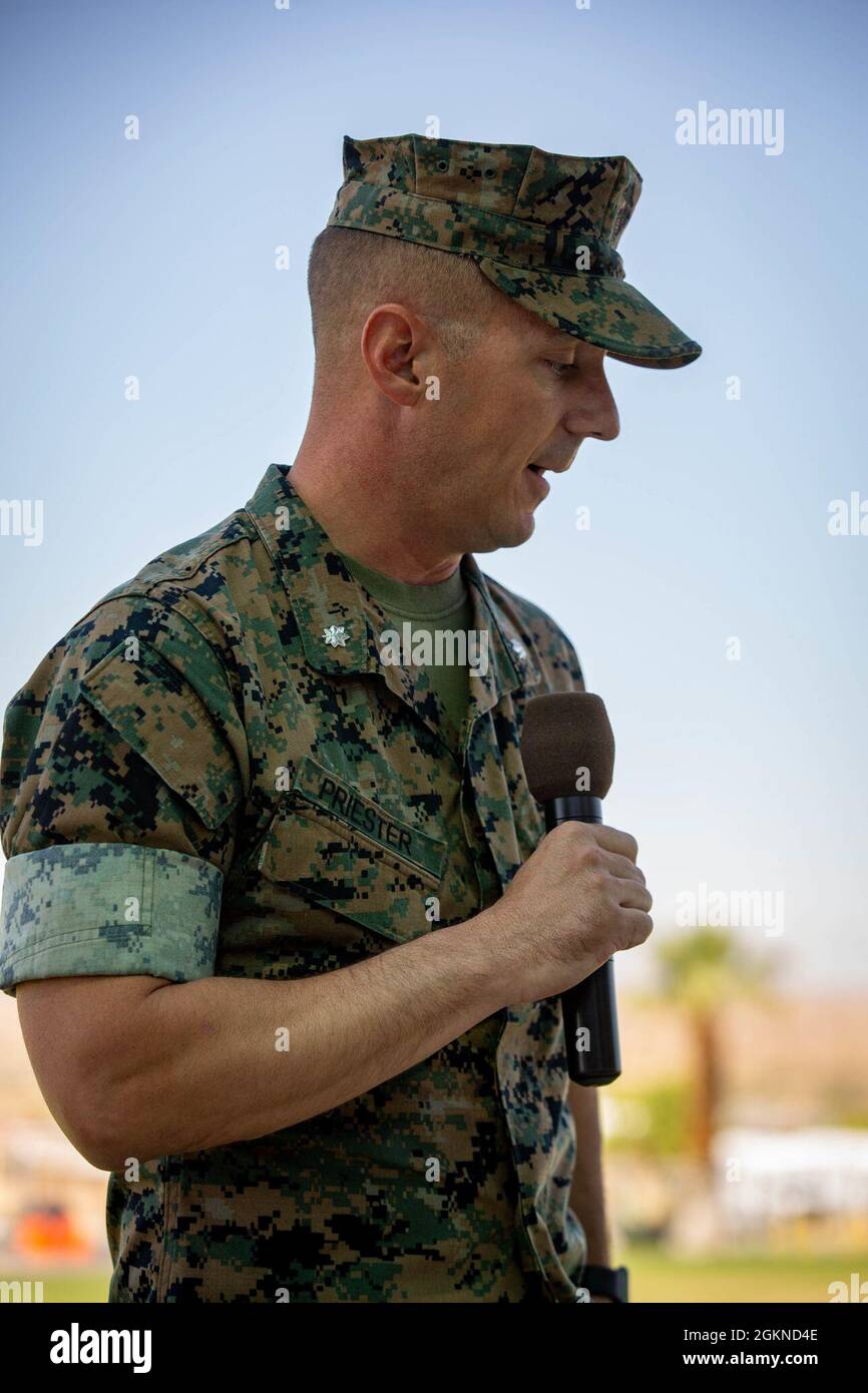 U.S. Marine Corps Lt. Col Peter F. Priester, the outgoing commanding ...
