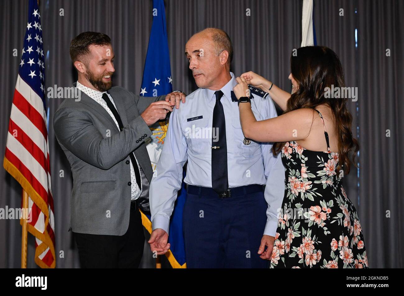 Lt. Gen. Robert Miller has his new rank put on by his children during ...