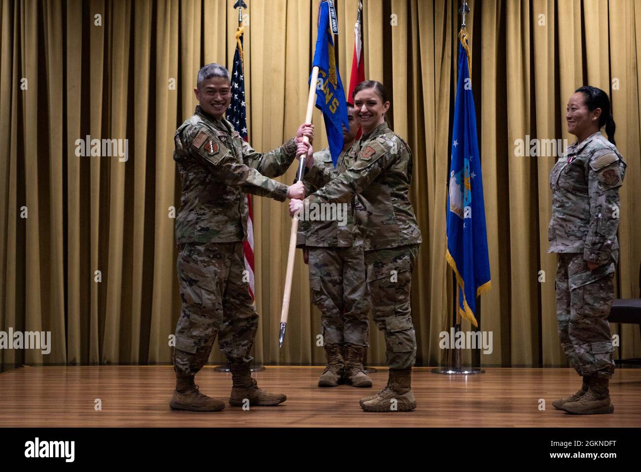 Maj. Holland Canter (left), incoming 39th Contracting Squadron ...