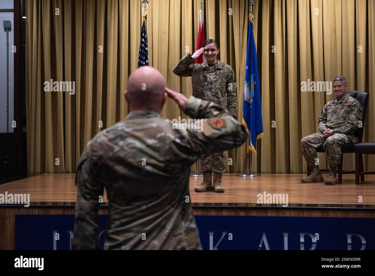 Maj. Holland Canter renders her first salute as commander of the 39th ...