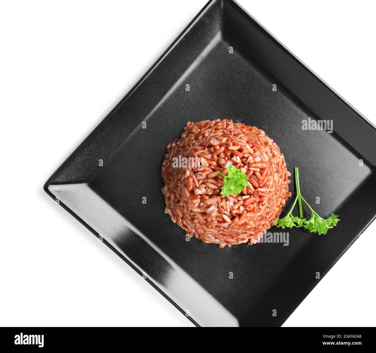Plate with cooked rice ball on white background Stock Photo - Alamy