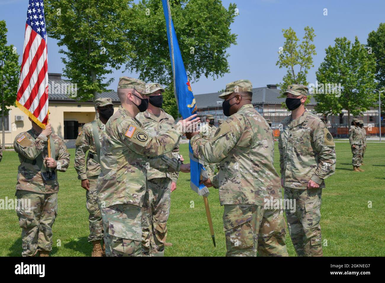Lt. Col. James M. Blue, left, the incoming commander 307th Military Intelligence Battalion ...