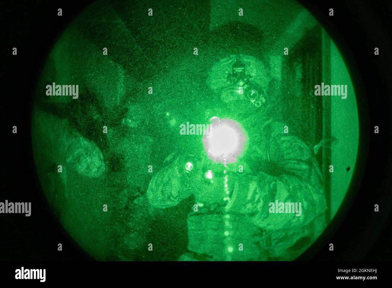 A Cypriot Special Operations Forces operator conducts nighttime close ...