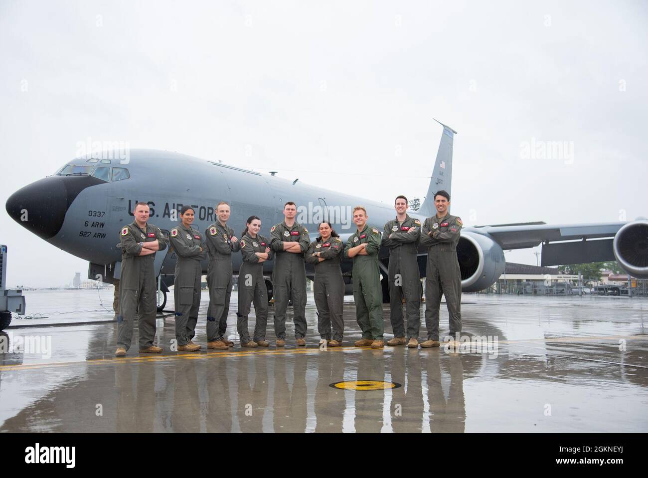 Aircrew members assigned to the 50th Air Refueling Squadron (ARS ...