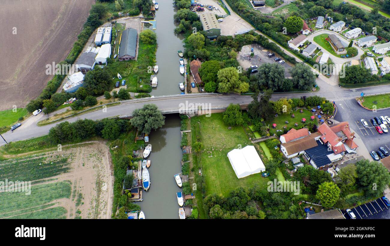 Close-up Aerial view of Stour Bridge, at Plucks Gutter, Kent Stock ...