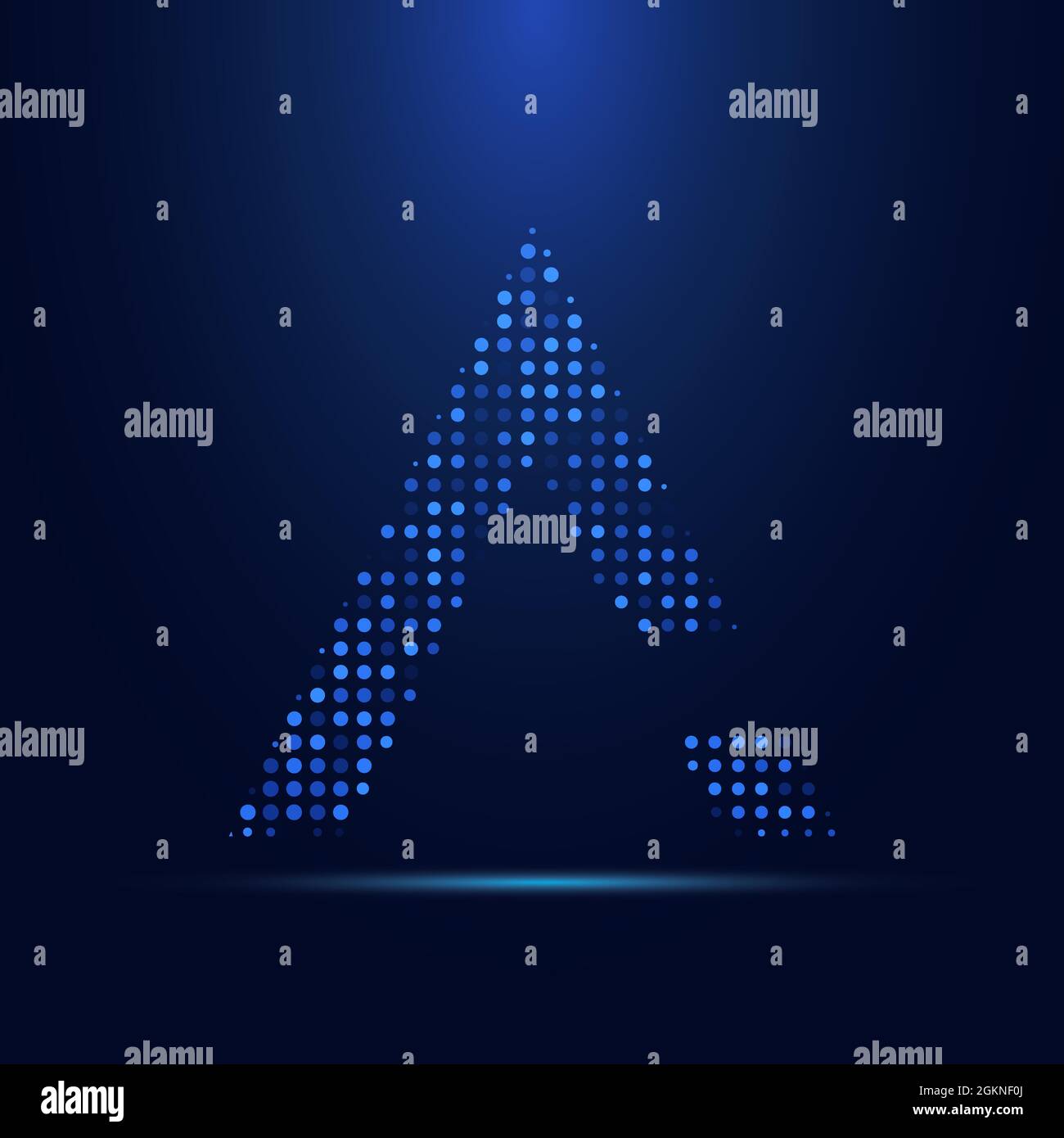 Futuristic letter A in halftone. Dotted letter illustration isolated on ...