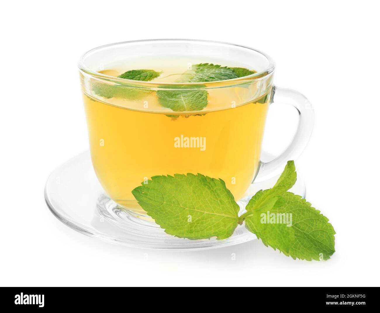 Cup of mint tea on white background Stock Photo - Alamy