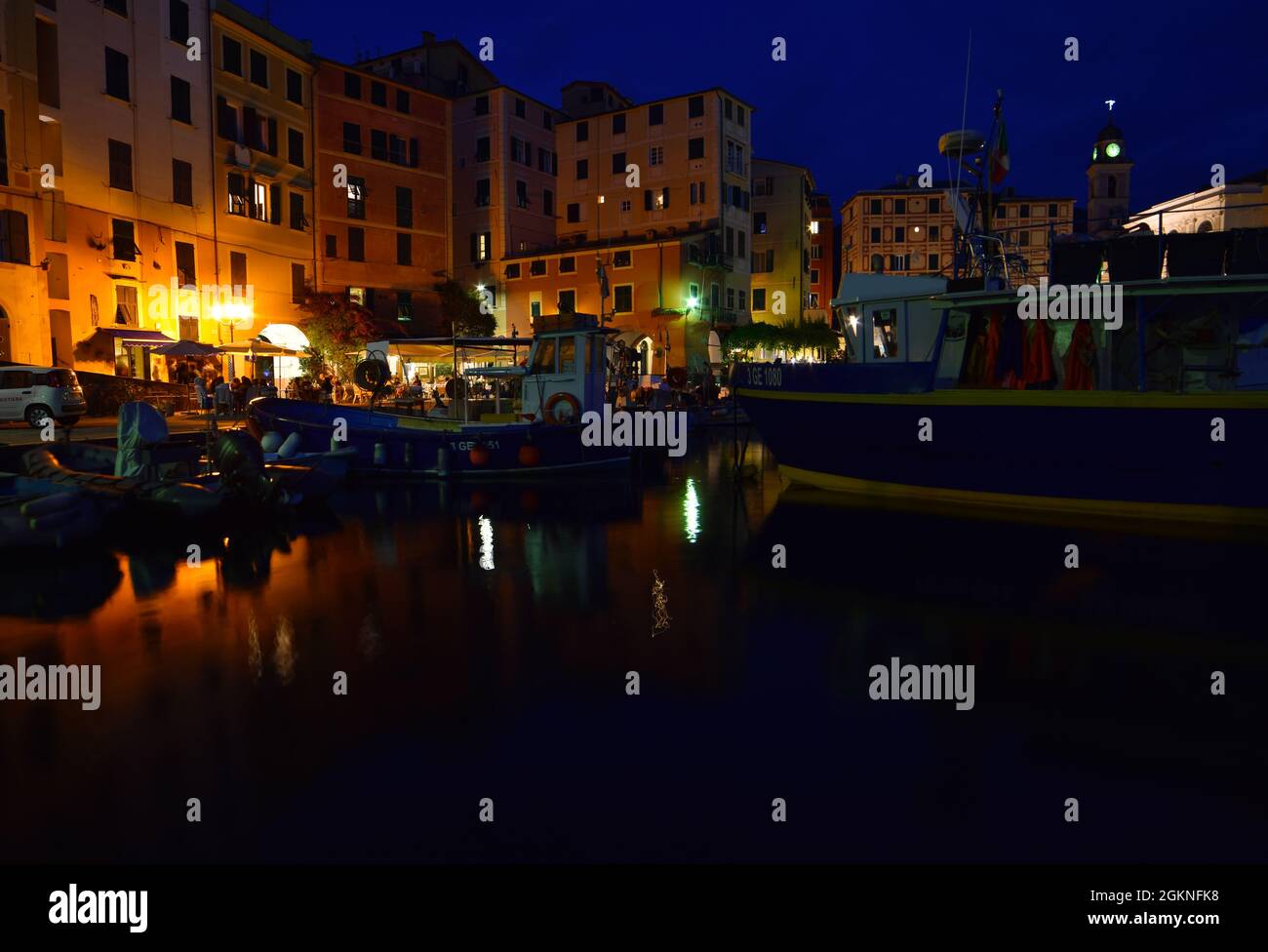 wonderful night view of the city of Camogli in Liguria Stock Photo - Alamy